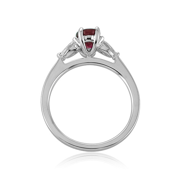 Ruby Oval and Diamond Pear Shape Trilogy Ring