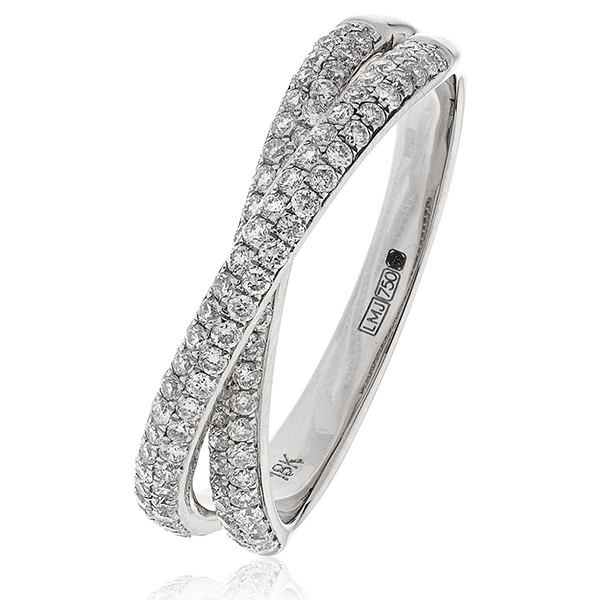 Diamond Double Row Crossover Ring