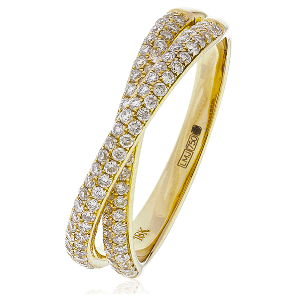 Diamond Double Row Crossover Ring
