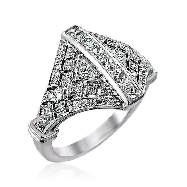 Garbo - French Cut Channel Set With Grain Set Old Cut Millgrain Edges ...