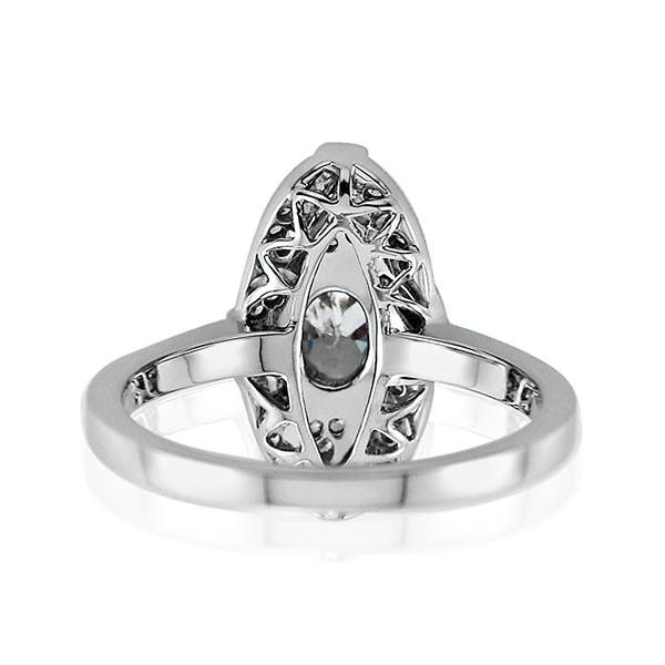 Hayworth - Lozenge Shape Oval Centre With French Cut Vintage Design Ring