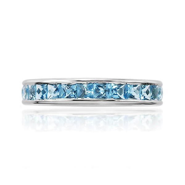 Aquamarine Princess Full Eternity Ring