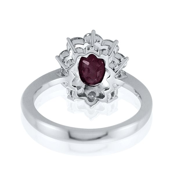 Ruby Oval and Round Brilliant Cut Diamond Ring