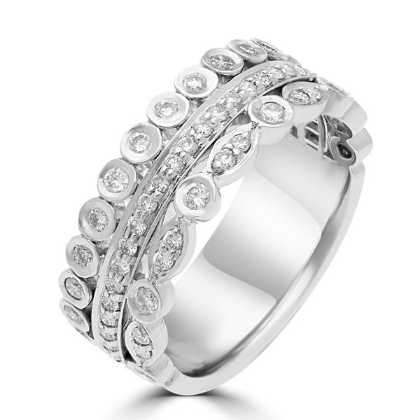 Three Row Round Brilliant Diamond Dress Ring