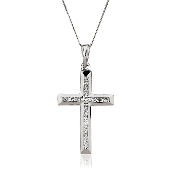 Round Diamond Cross Pendant Necklace