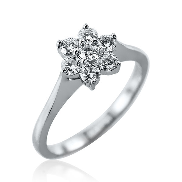 Diamond Flower Cluster Ring