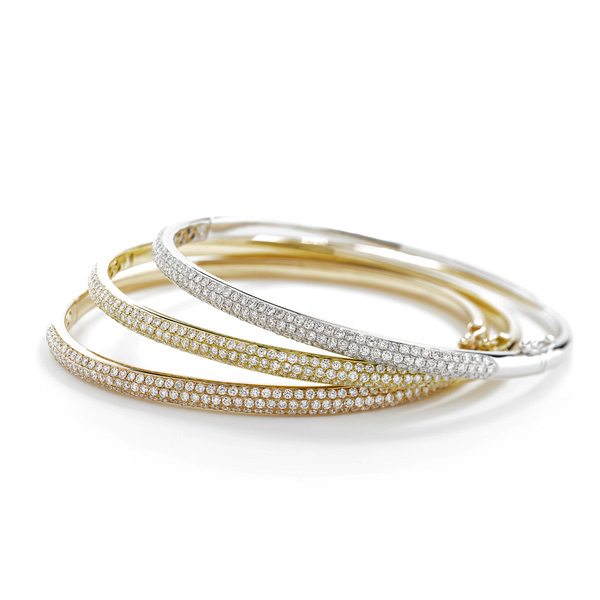 Pave Set 3.50ct Half Eternity Round Diamond Bangle