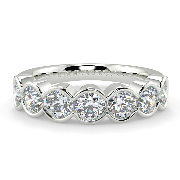 4.8mm Round Brilliant Cut Scalloped Edge Seven Stone Eternity Ring