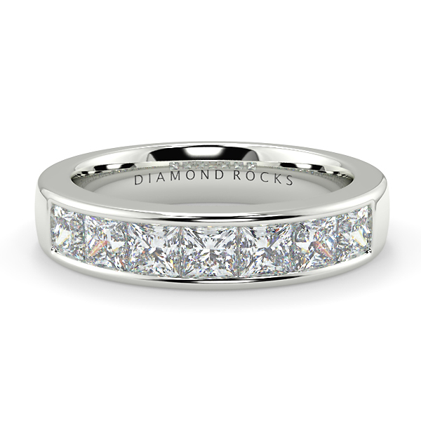 4.25mm Princess Cut Channel Set Seven Stone Eternity Ring