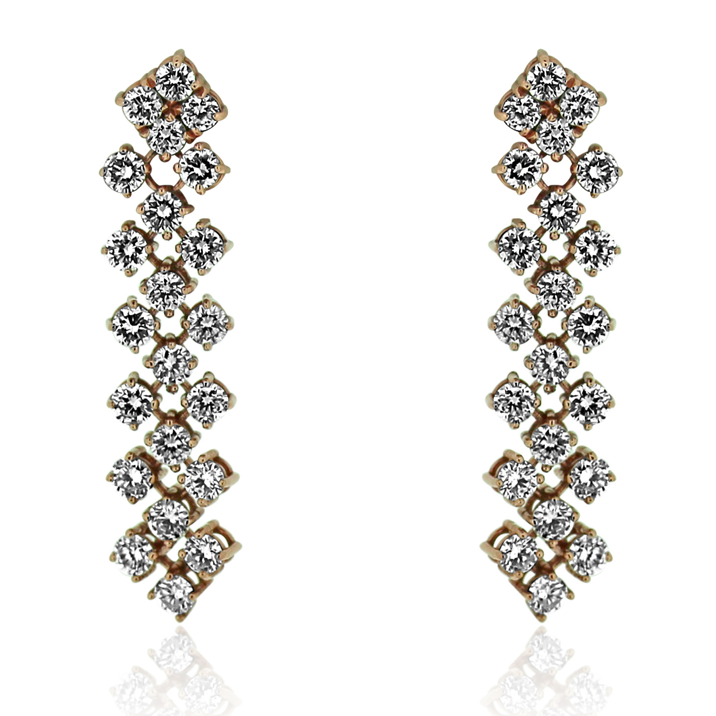 Three Row Mesh Diamond Drop Earrings