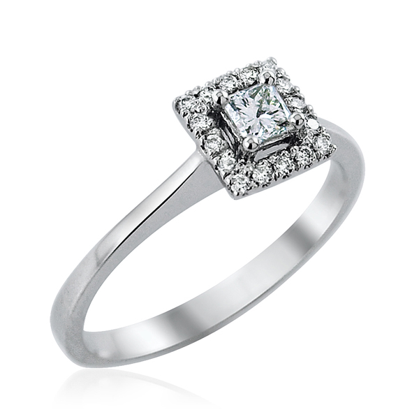 Diamond Princess Cut Halo Ring