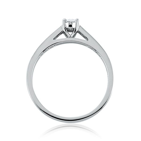 Diamond Oval with Grain Set Shoulder Ring
