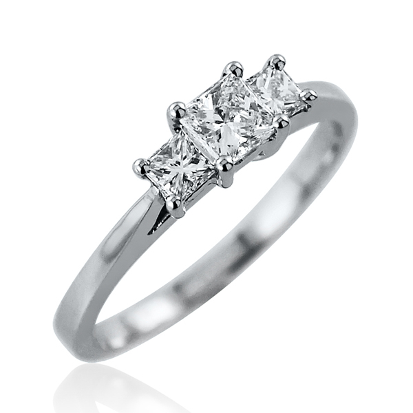 Diamond Princess Cut Trilogy Ring