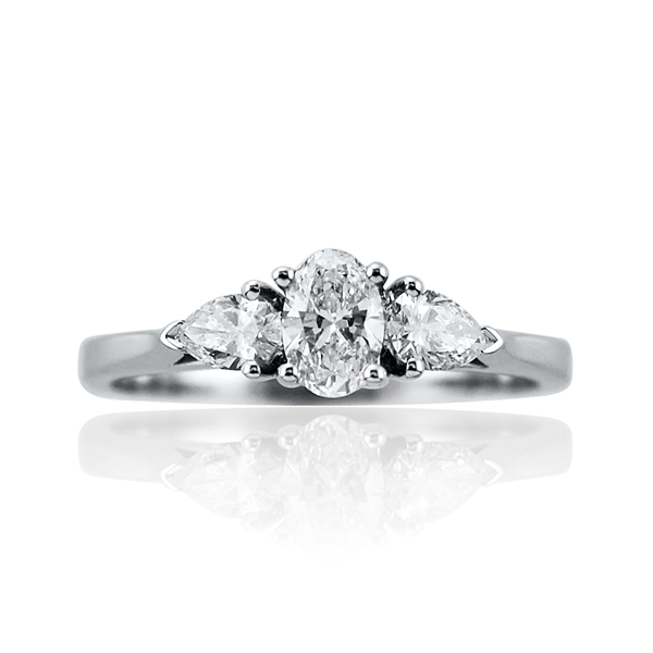 Diamond Oval and Pear Shaped Trilogy Ring