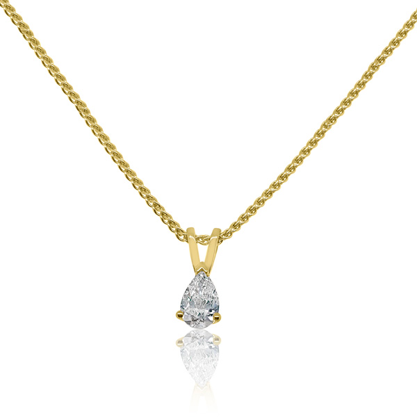 Diamond Pear Shape Drop Pendant Necklace