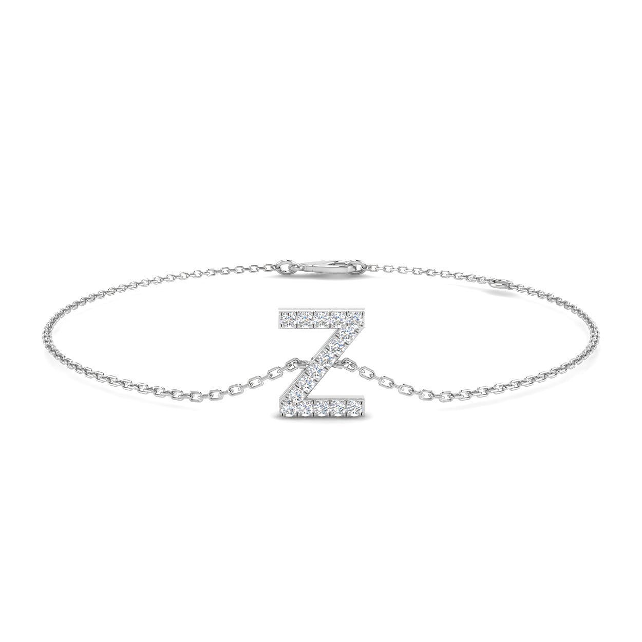 Letter Z Initial Diamond Chain Bracelet